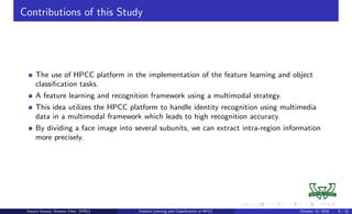 Unsupervised Learning and Image Classification in High Performance Computing Cluster | PPT