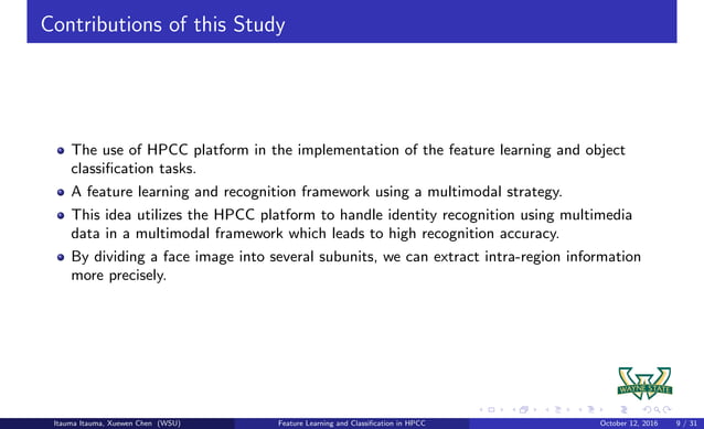 Unsupervised Learning and Image Classification in High Performance Computing Cluster | PPT