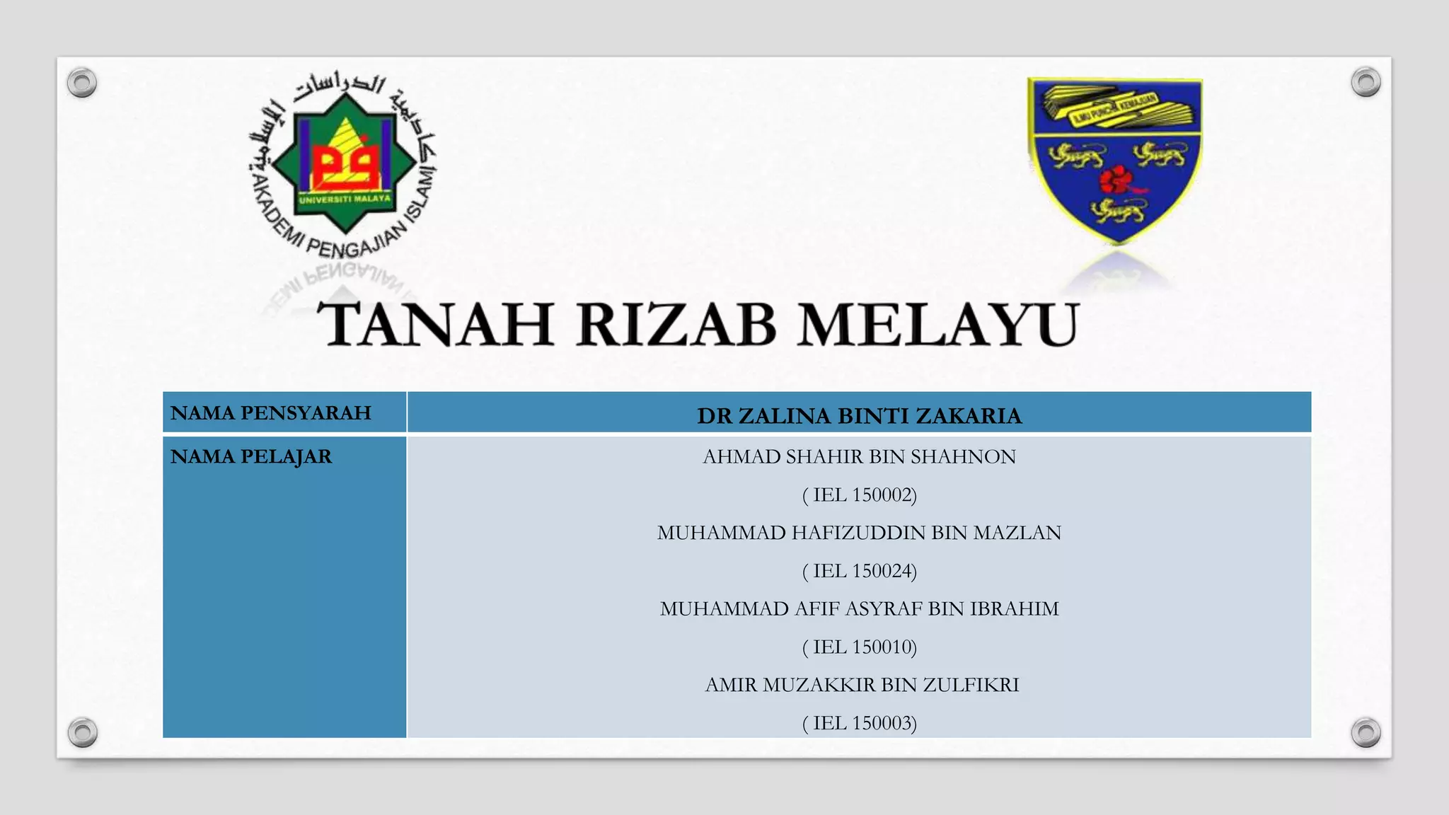 LAND LAW - Tanah Rizab Melayu | PPTX
