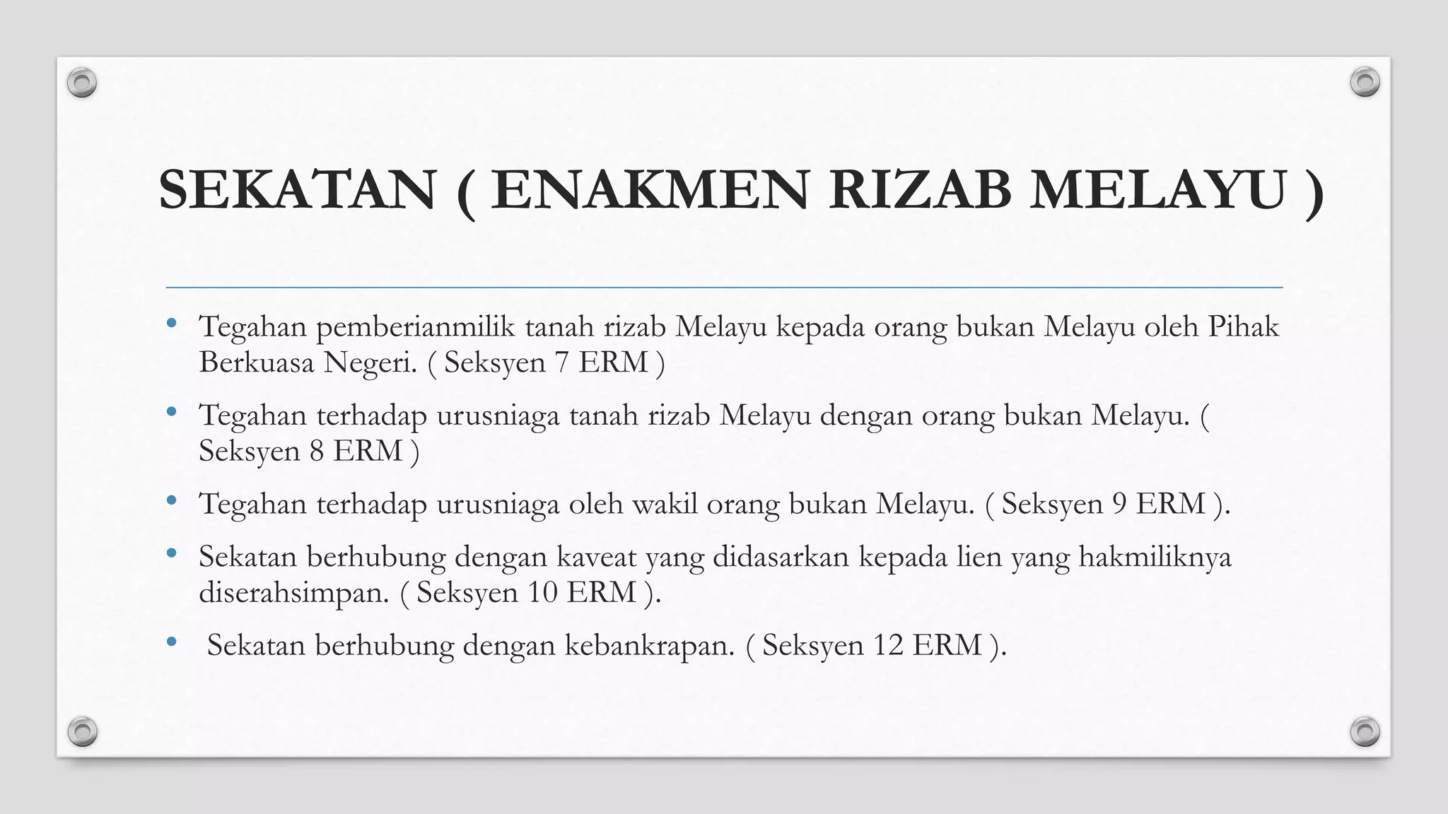 LAND LAW - Tanah Rizab Melayu | PPTX