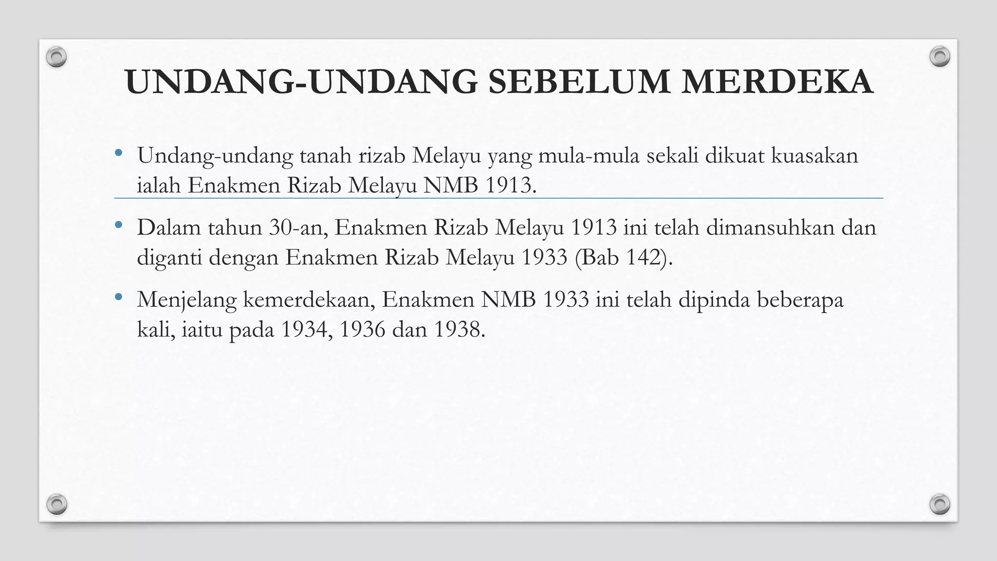 LAND LAW - Tanah Rizab Melayu | PPTX
