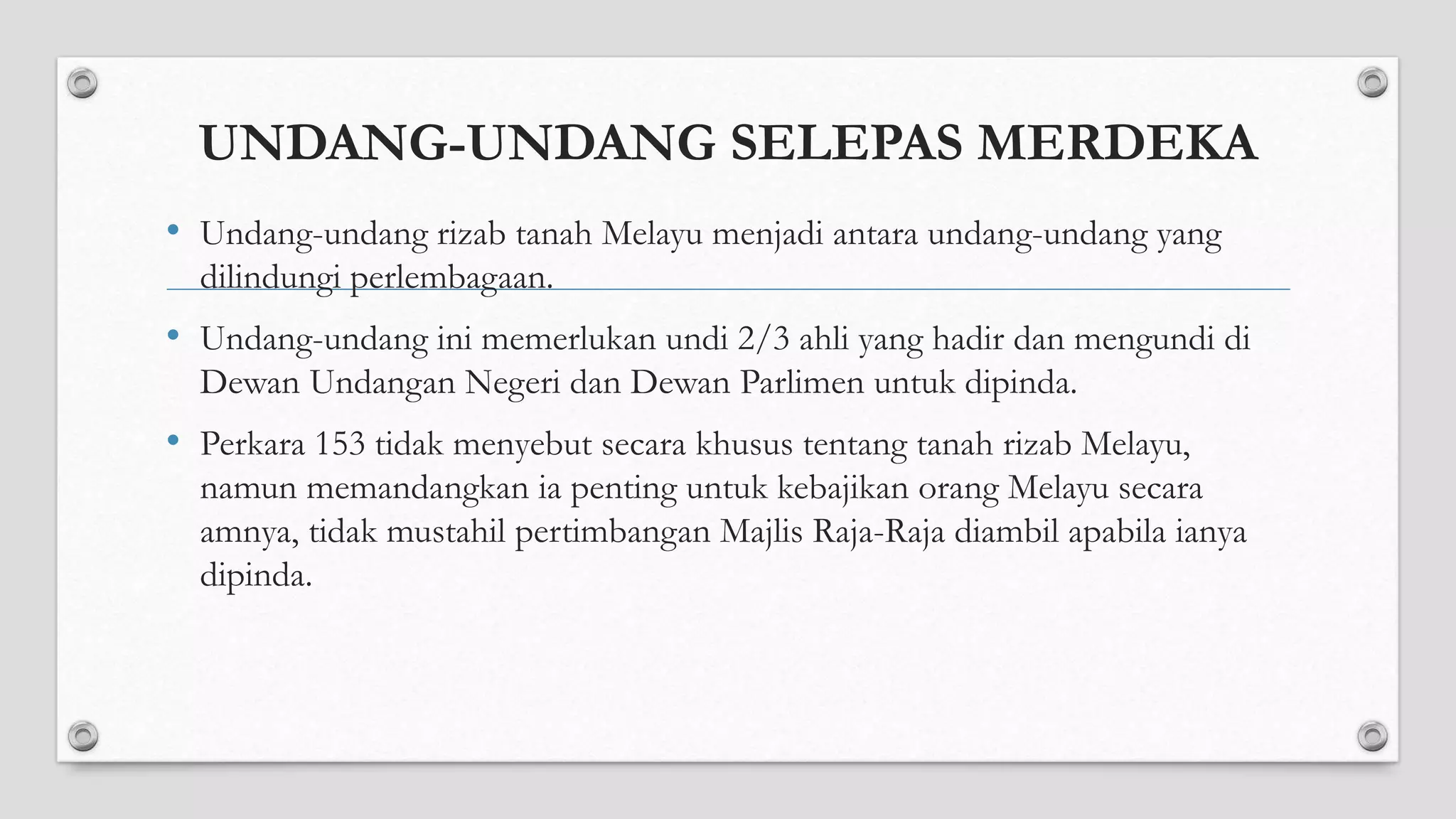 LAND LAW - Tanah Rizab Melayu | PPTX