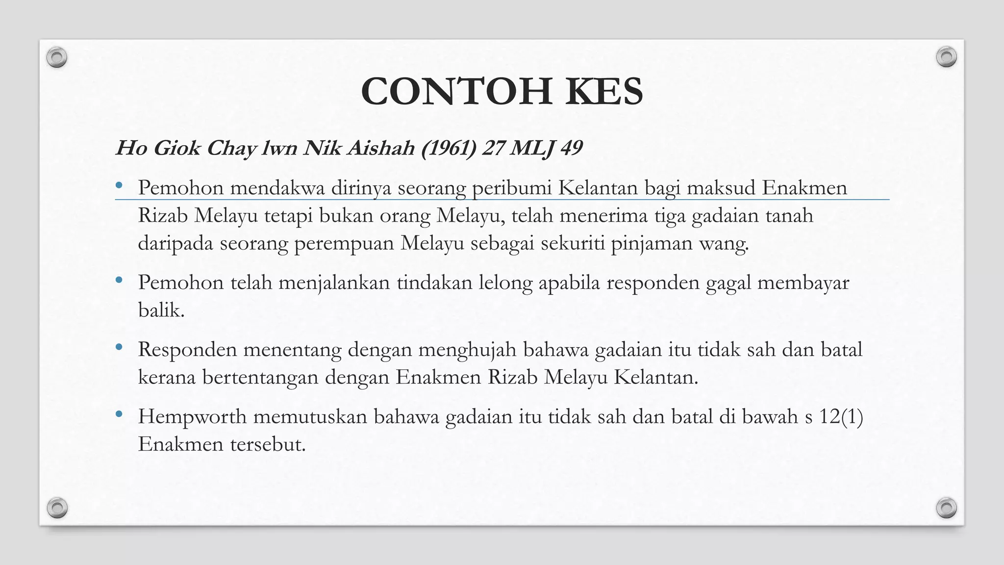 LAND LAW - Tanah Rizab Melayu | PPTX