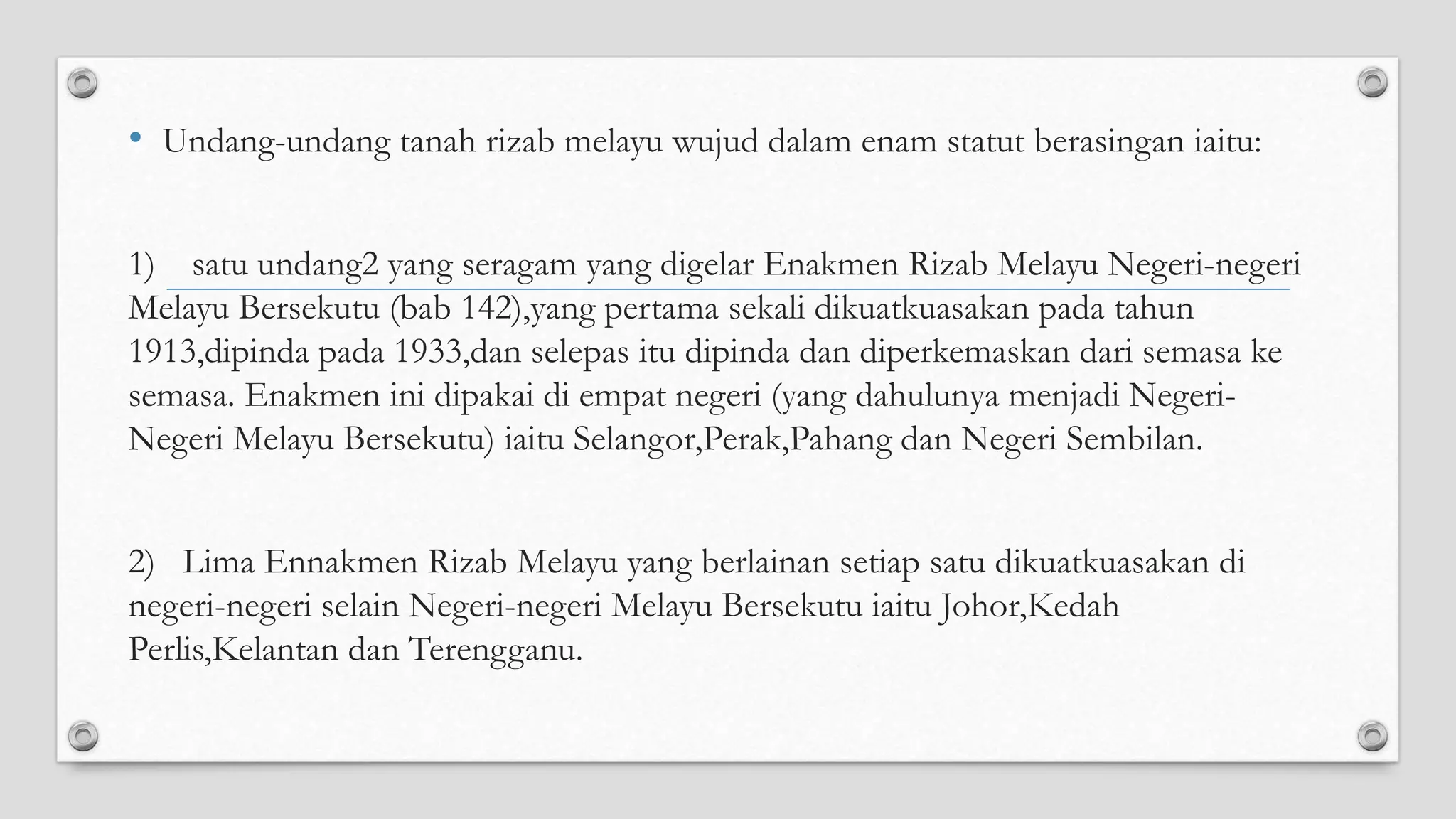 LAND LAW - Tanah Rizab Melayu | PPTX