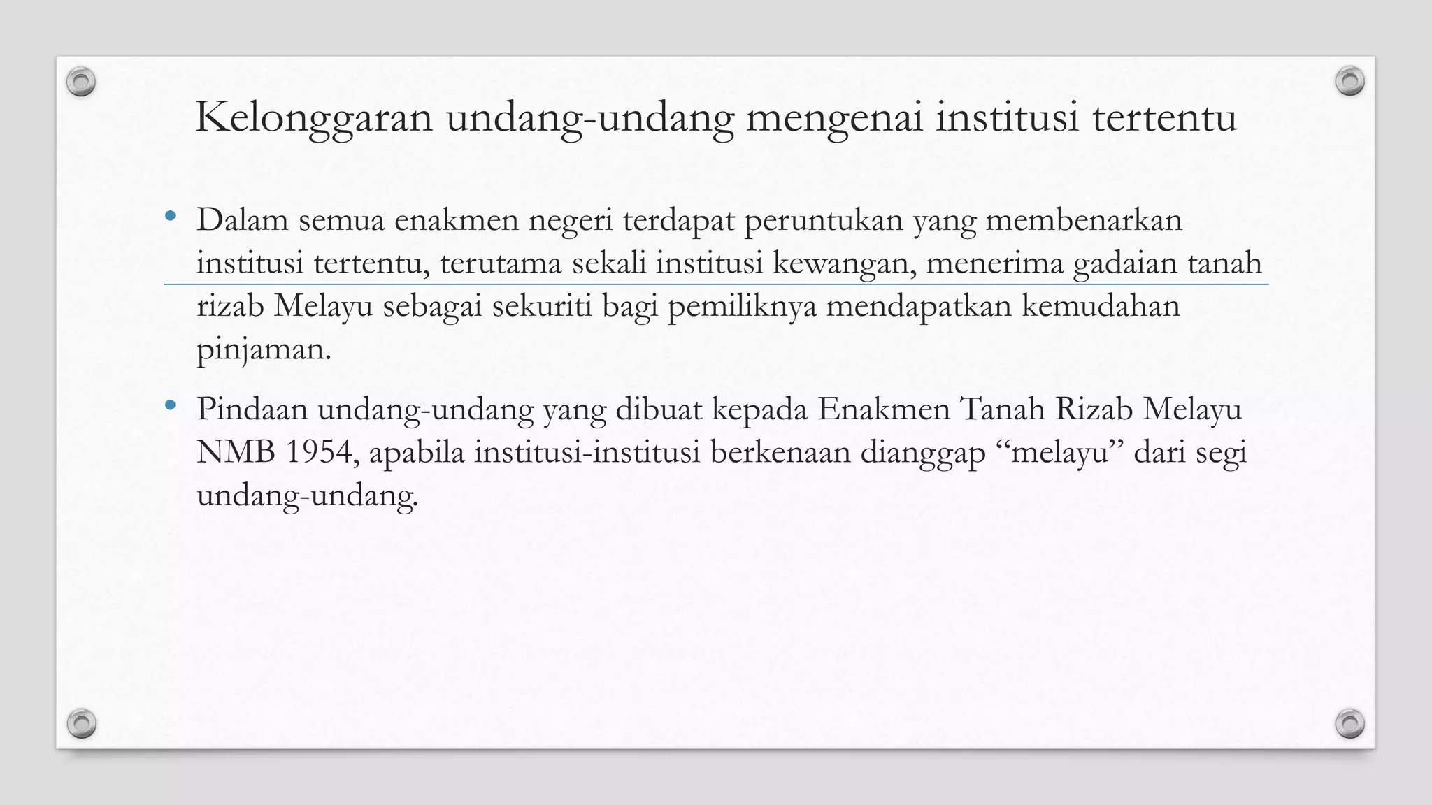 LAND LAW - Tanah Rizab Melayu | PPTX