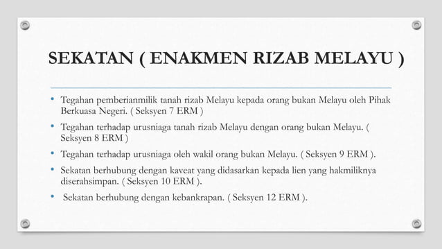 LAND LAW - Tanah Rizab Melayu | PPTX