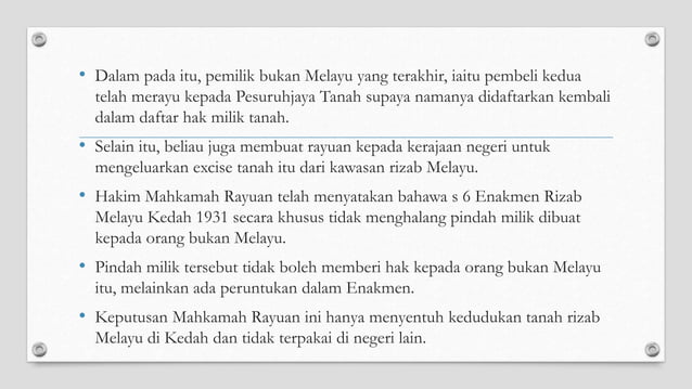 LAND LAW - Tanah Rizab Melayu | PPTX