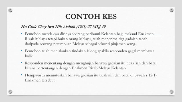 LAND LAW - Tanah Rizab Melayu | PPTX