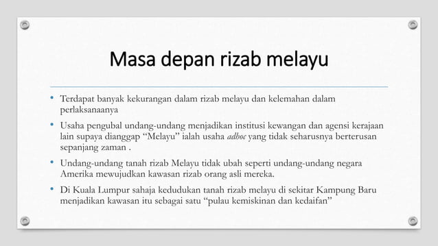 LAND LAW - Tanah Rizab Melayu | PPTX
