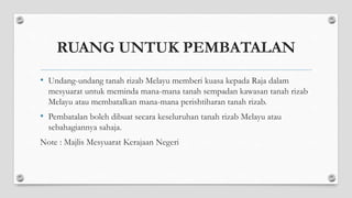 LAND LAW - Tanah Rizab Melayu | PPTX