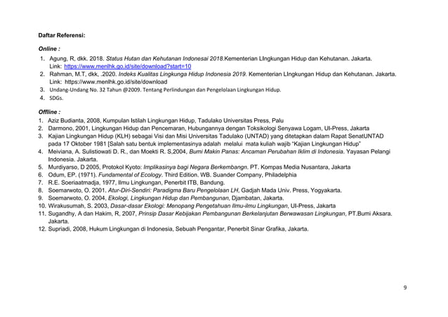 Rencana Pembelajaran Semester MK KLH Untad | PDF