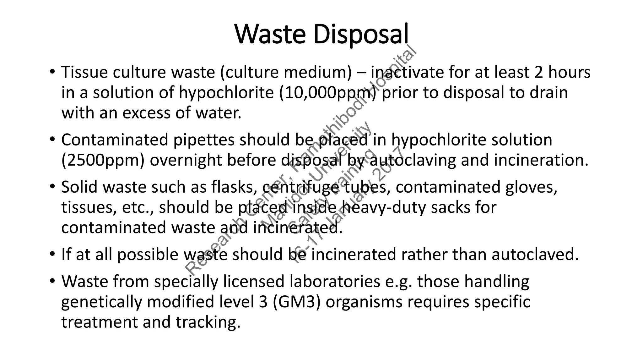 Tissue culture waste disposal guide | PDF