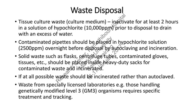 Tissue culture waste disposal guide | PDF | Infectious Diseases ...