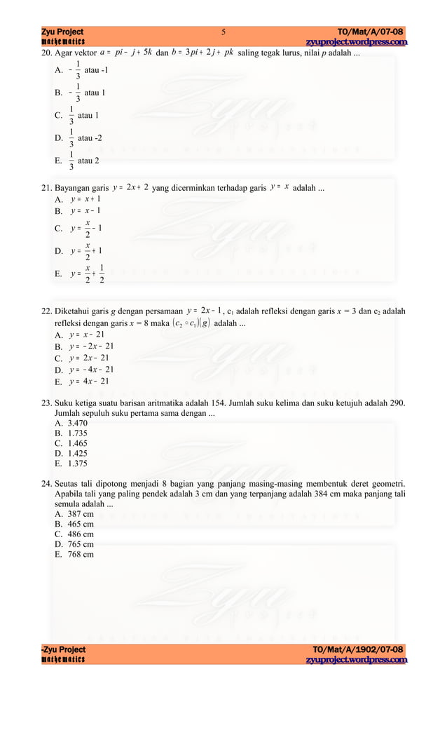 Soal Try Out Matematika | PDF