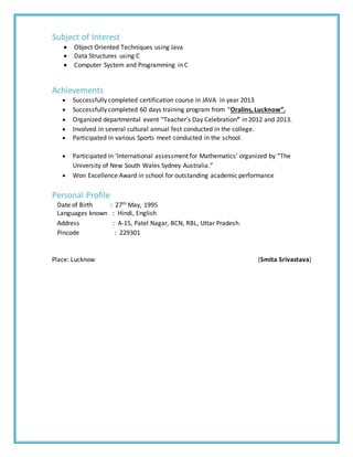 Smita_CV | DOCX | Programming Languages | Computing