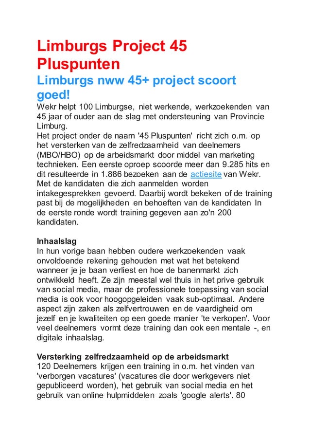 Limburgs Project 45 Plus | PDF