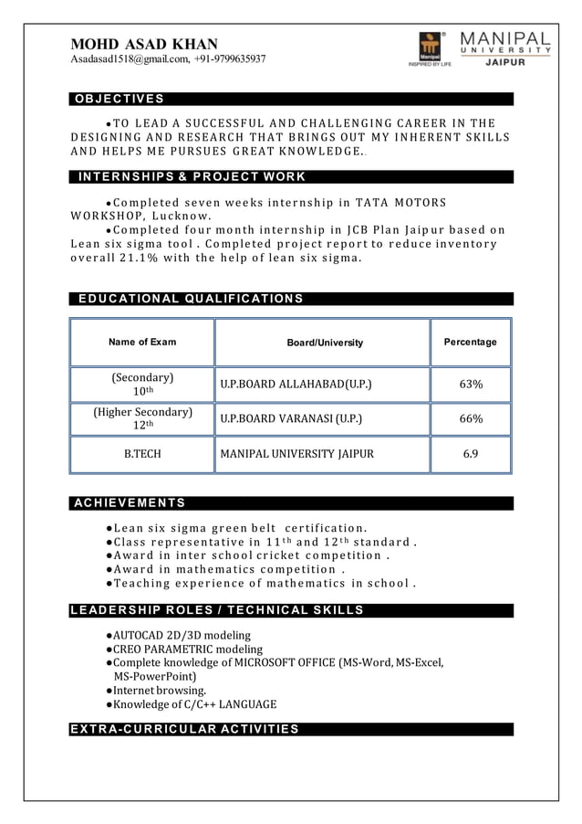 Mohd Asad khan cv | PDF