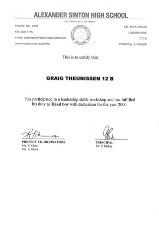 Boy Of The Year Certificate