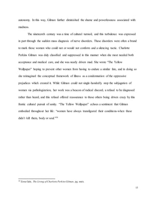 “The Yellow Wallpaper” and the Subjugation of Women in 19th Century ...