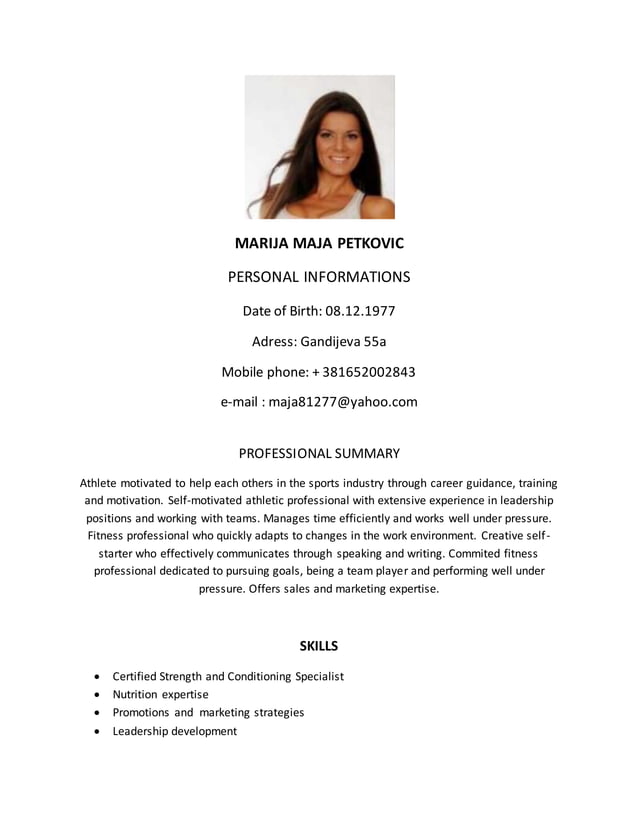 MARIJA PETKOVIC CV | PDF