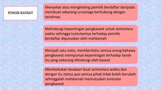 LAND LAW - Sekatan Urusniaga (Kaveat/Perintah Larangan) | PPTX