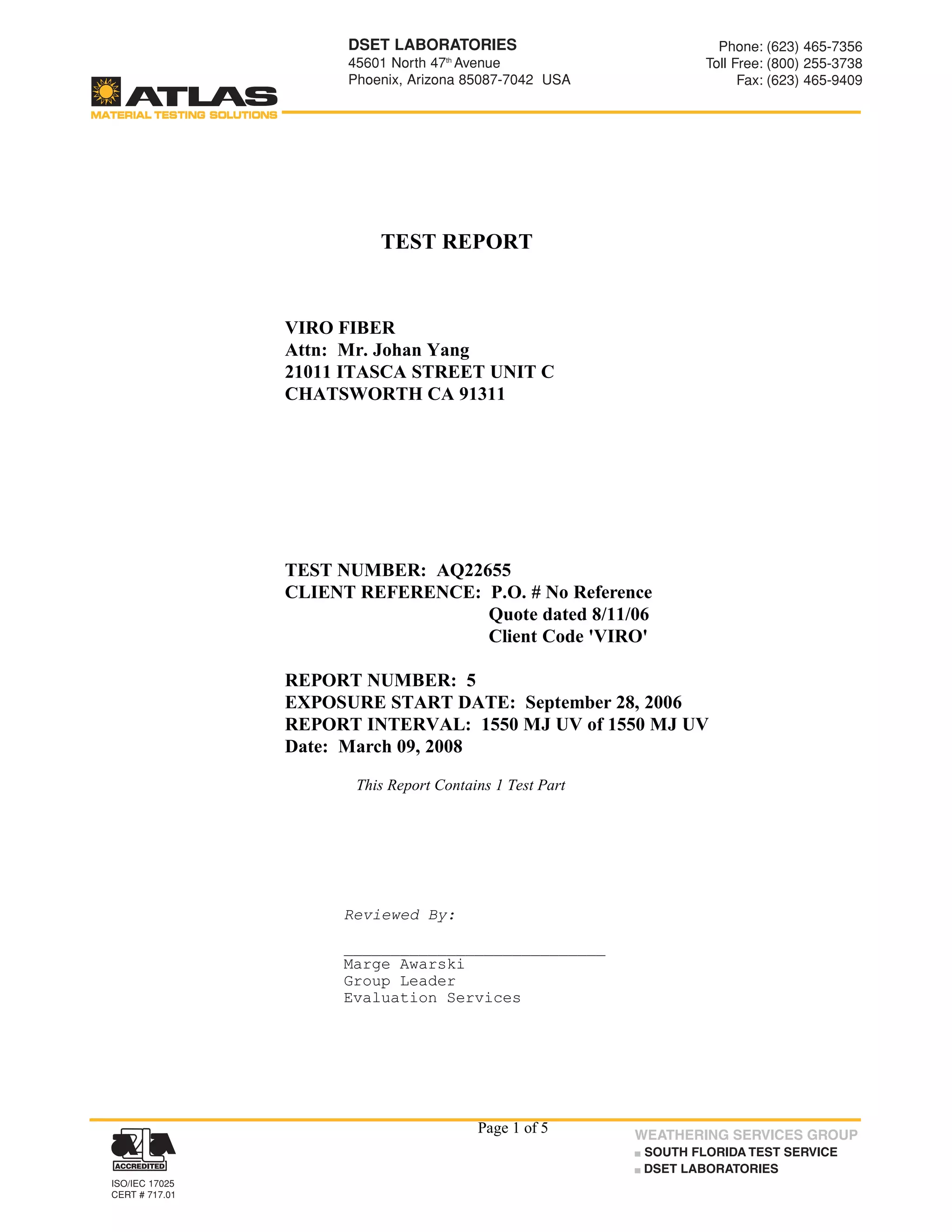 008 certificate - astm g & d series - for weathering | PDF