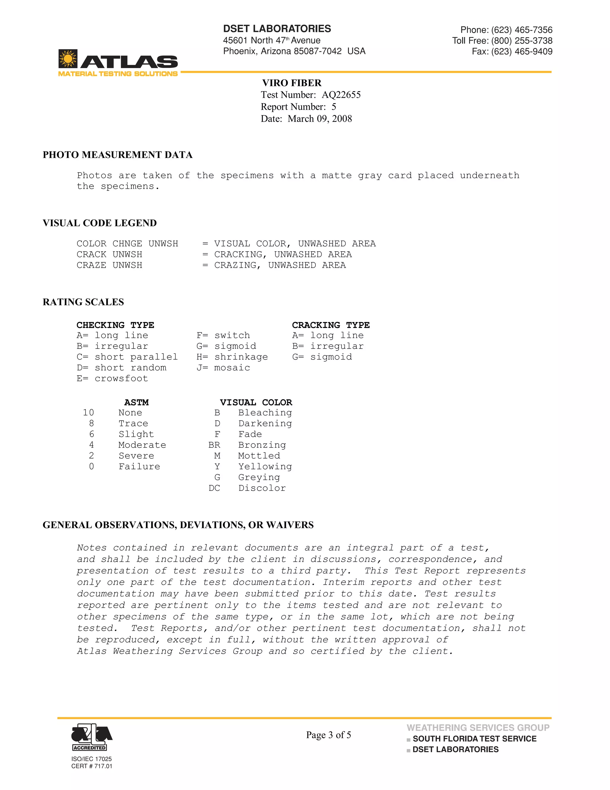 008 certificate - astm g & d series - for weathering | PDF