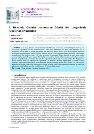 A Dynamic Cellular Automaton Model for Large-Scale Pedestrian Evacuation | PDF