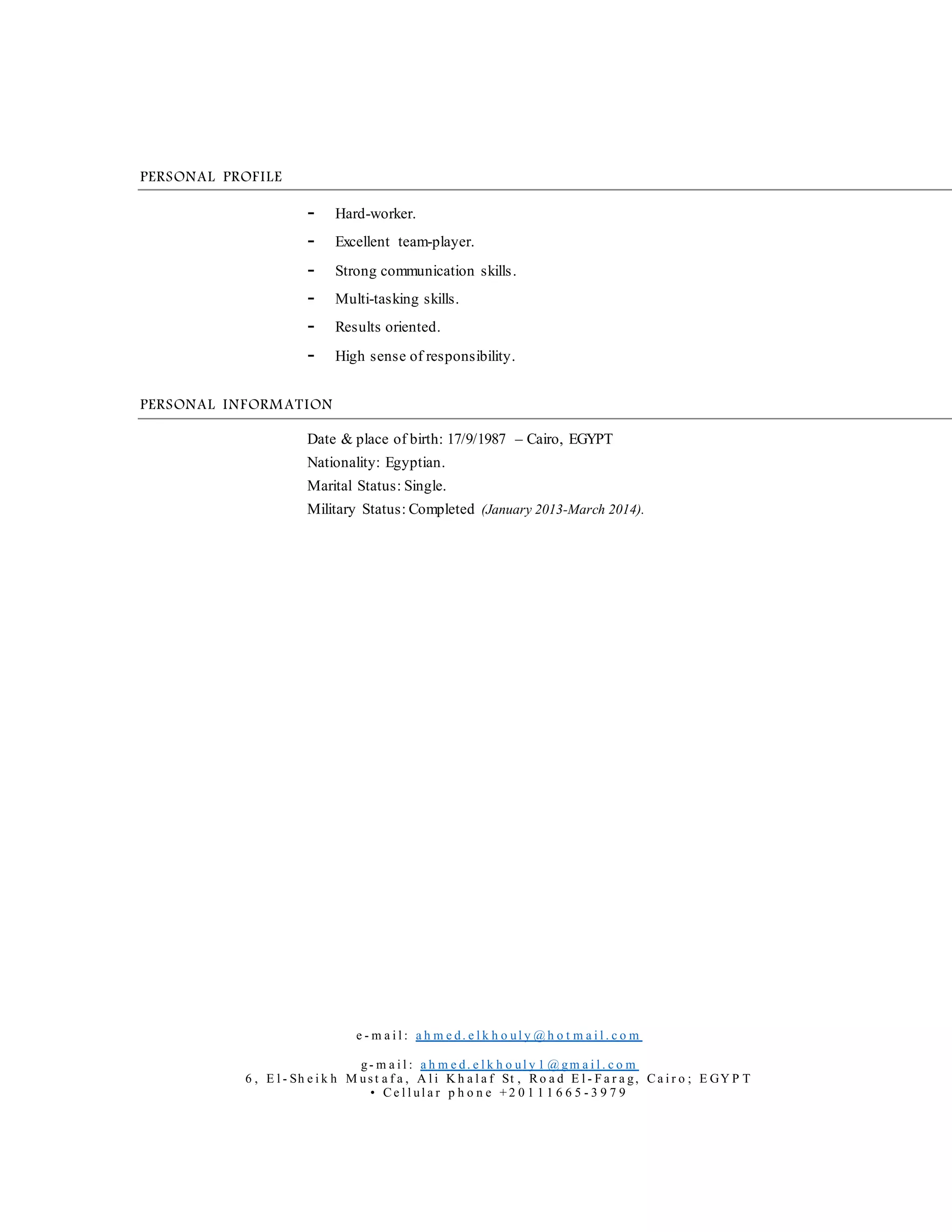 Ahmed Fouad CV | PDF