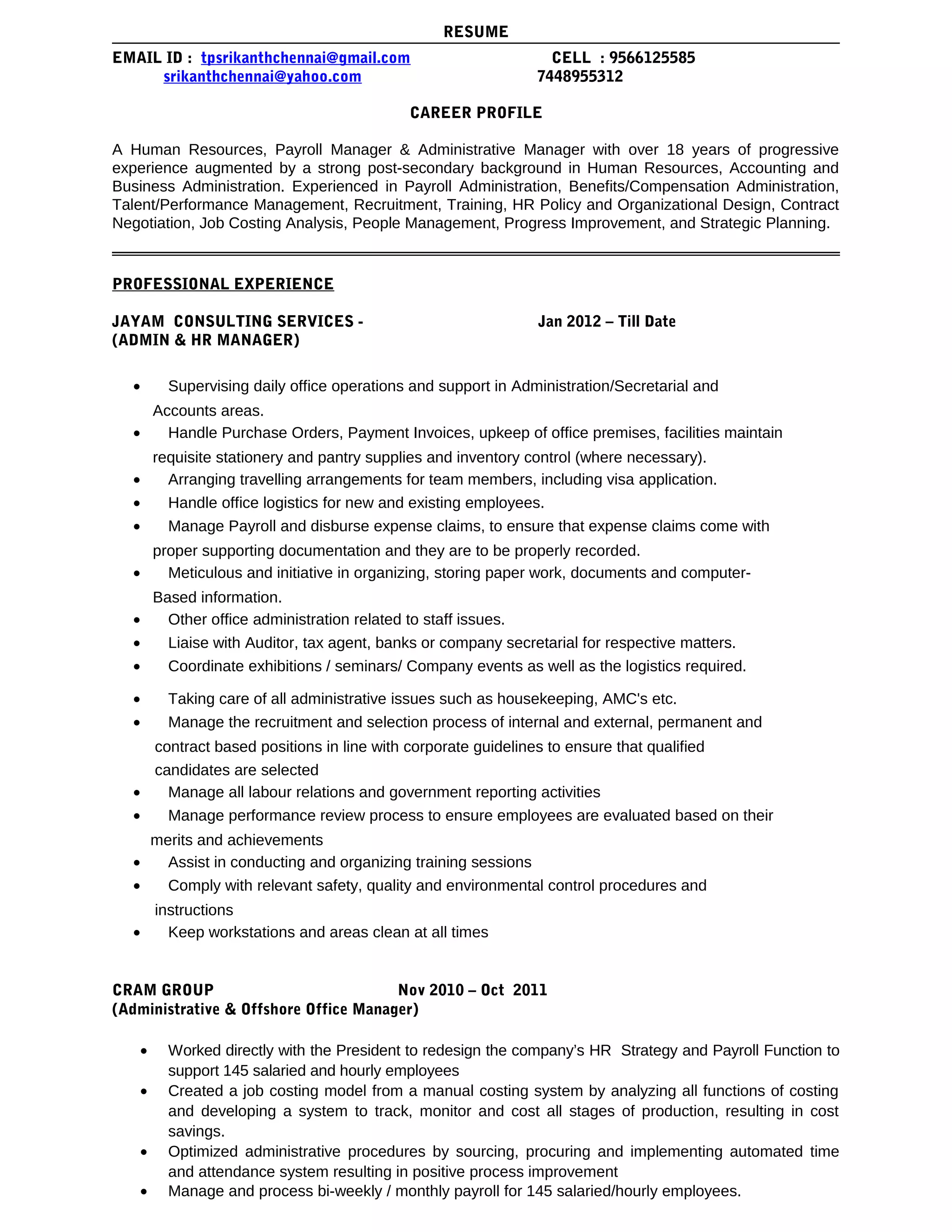 RESUME - SRIKANTH | DOC