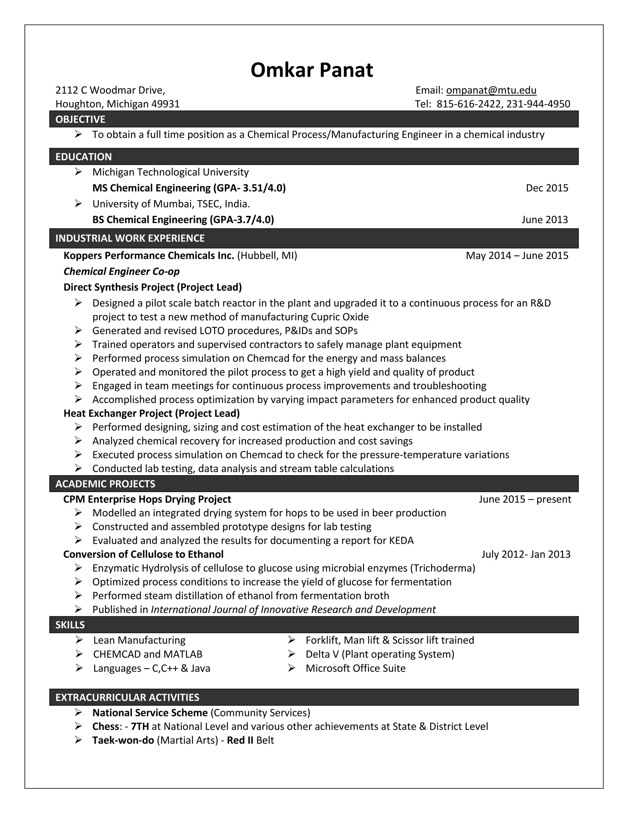 Omkar Panat Resume | PDF