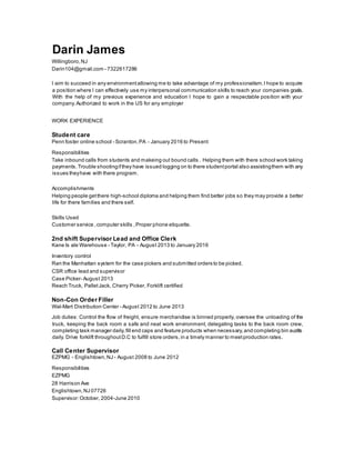 Darin James Resume.pdf | Business Administration | Business