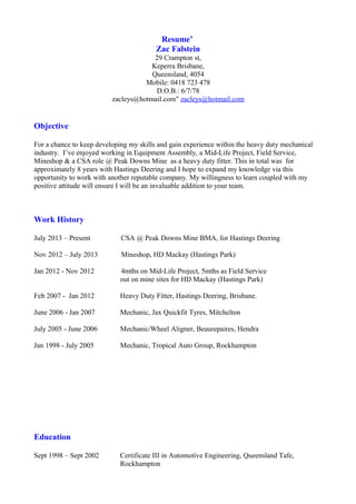 Zac Resume Current (2015) Linkedin | DOC