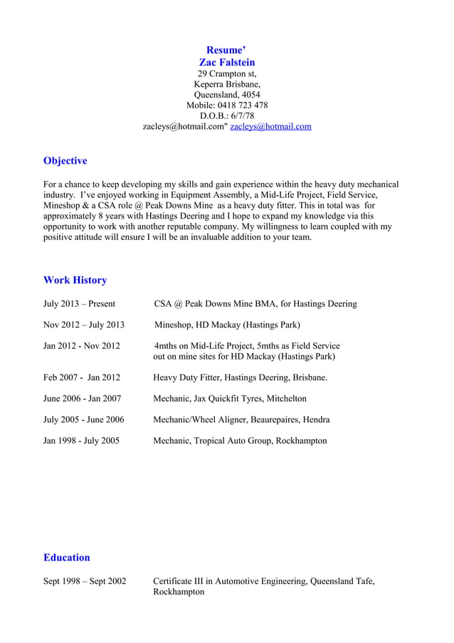 Zac Resume Current (2015) Linkedin | DOC | Sports