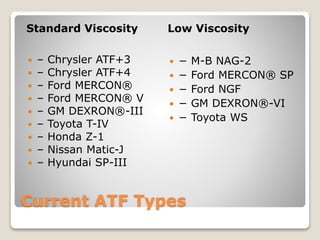 009 trans fluids and service | PPT