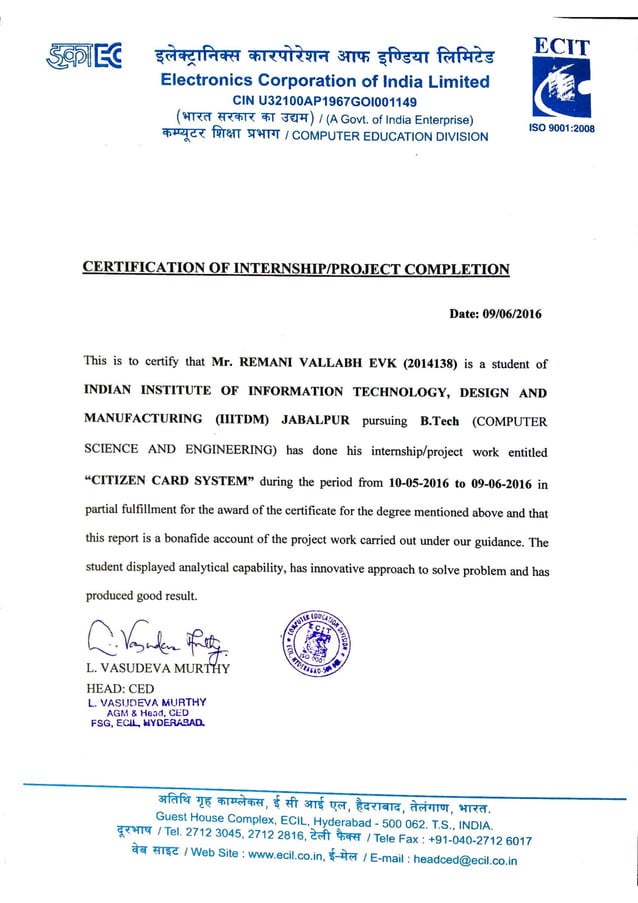 citizen card system project completion certificate | PDF | Credit Cards ...