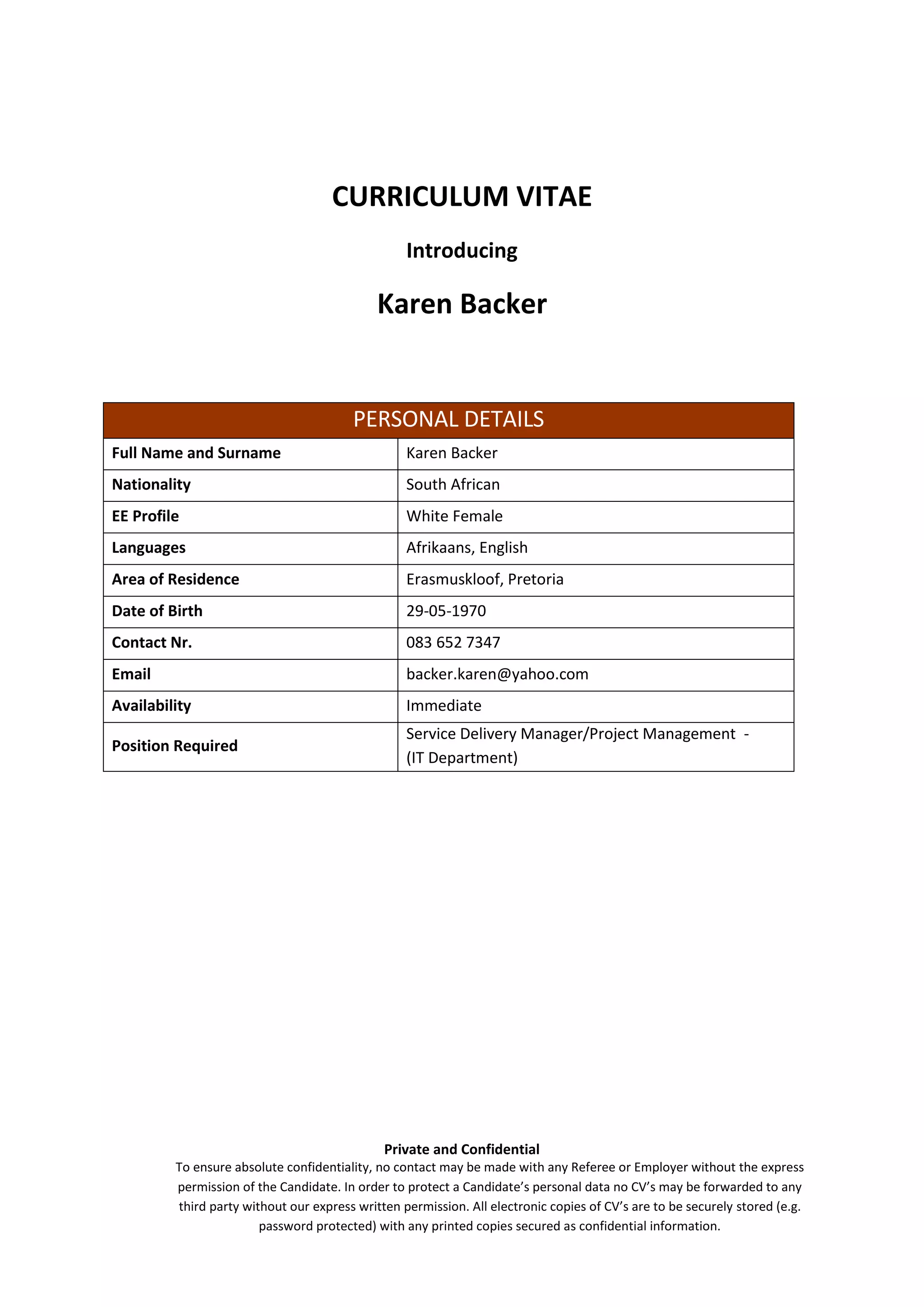 Karen Backer CV | PDF