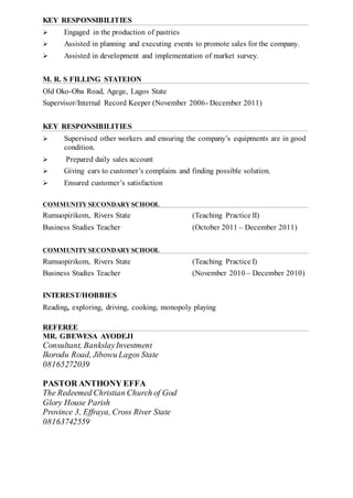 OLADELE MOSHOOD OLALEKAN CV lagos | PDF