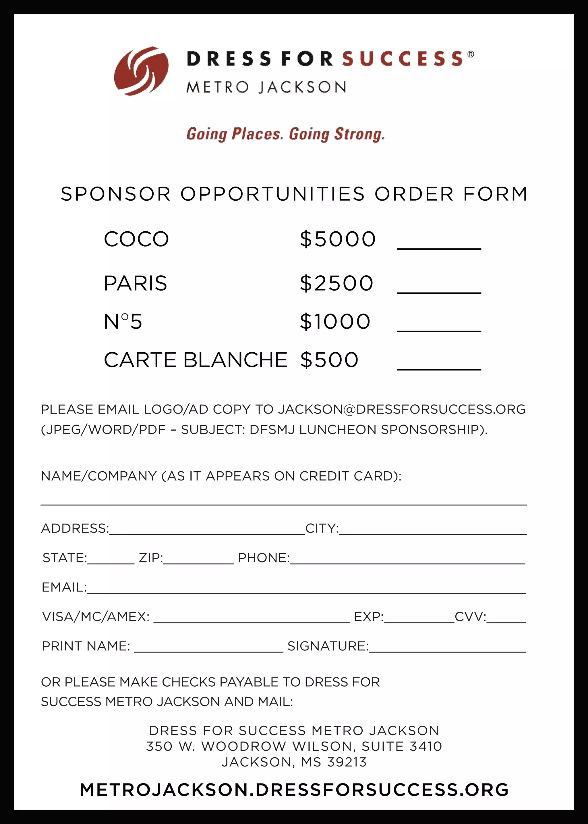 Dress for Success Sponsor Card | PDF | Business and Finance