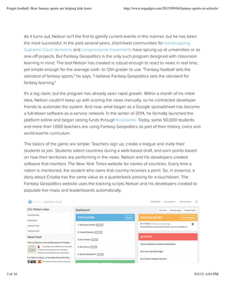 Forget football: How fantasy sports are helping kids learn | PDF ...
