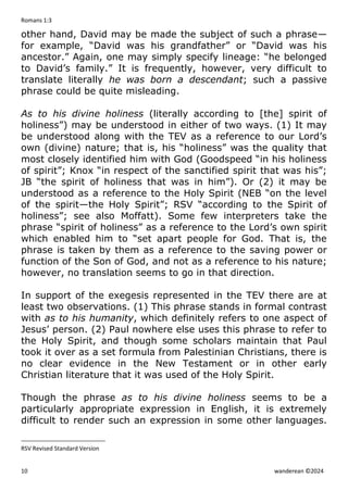 Romans 1:3 - Collection of Biblical Commentaries | PDF