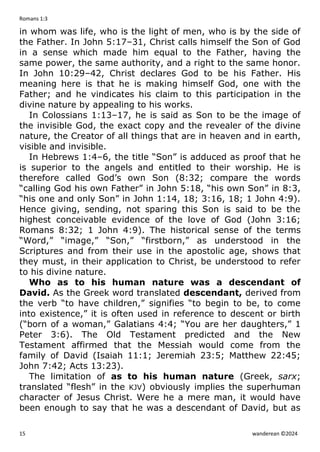 Romans 1:3 - Collection of Biblical Commentaries | PDF