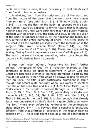 Romans 1:3 - Collection of Biblical Commentaries | PDF