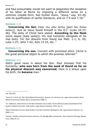 Romans 1:3 - Collection of Biblical Commentaries | PDF