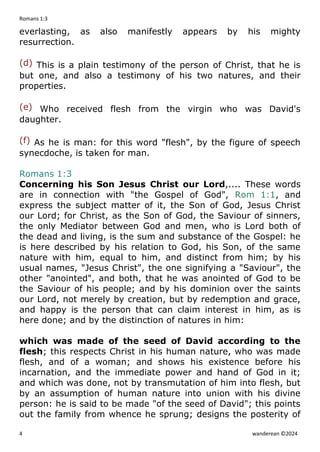 Romans 1:3 - Collection of Biblical Commentaries | PDF