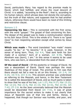 Romans 1:3 - Collection of Biblical Commentaries | PDF