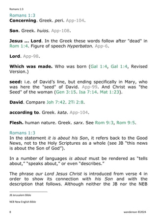 Romans 1:3 - Collection of Biblical Commentaries | PDF