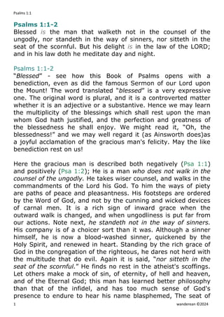 Psalms 1:1-2 - Collection of Biblical Commentaries | PDF