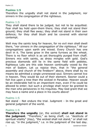 Psalms 1:5 - Collection of Biblical Commentaries | PDF