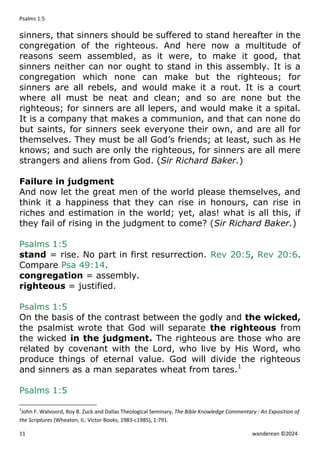 Psalms 1:5 - Collection of Biblical Commentaries | PDF